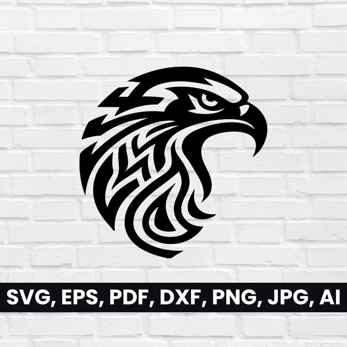 Stammes- Adlerkopf Silhouette, Adler-Gesicht SVG, Pdf, Dxf, Png ...