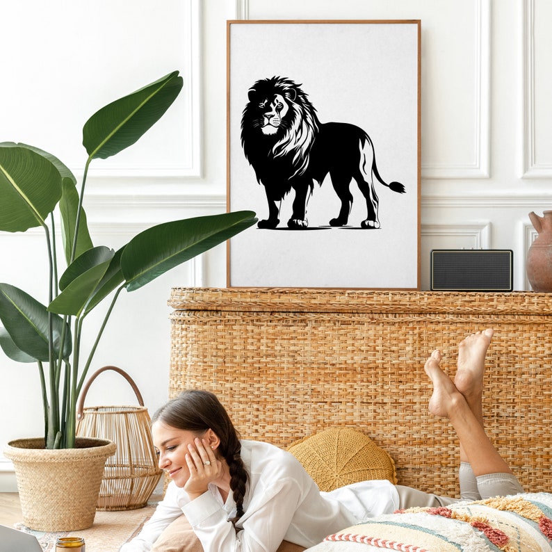 Silueta de león, león caminando SVG, Pdf, Dxf, Png, imágenes ...