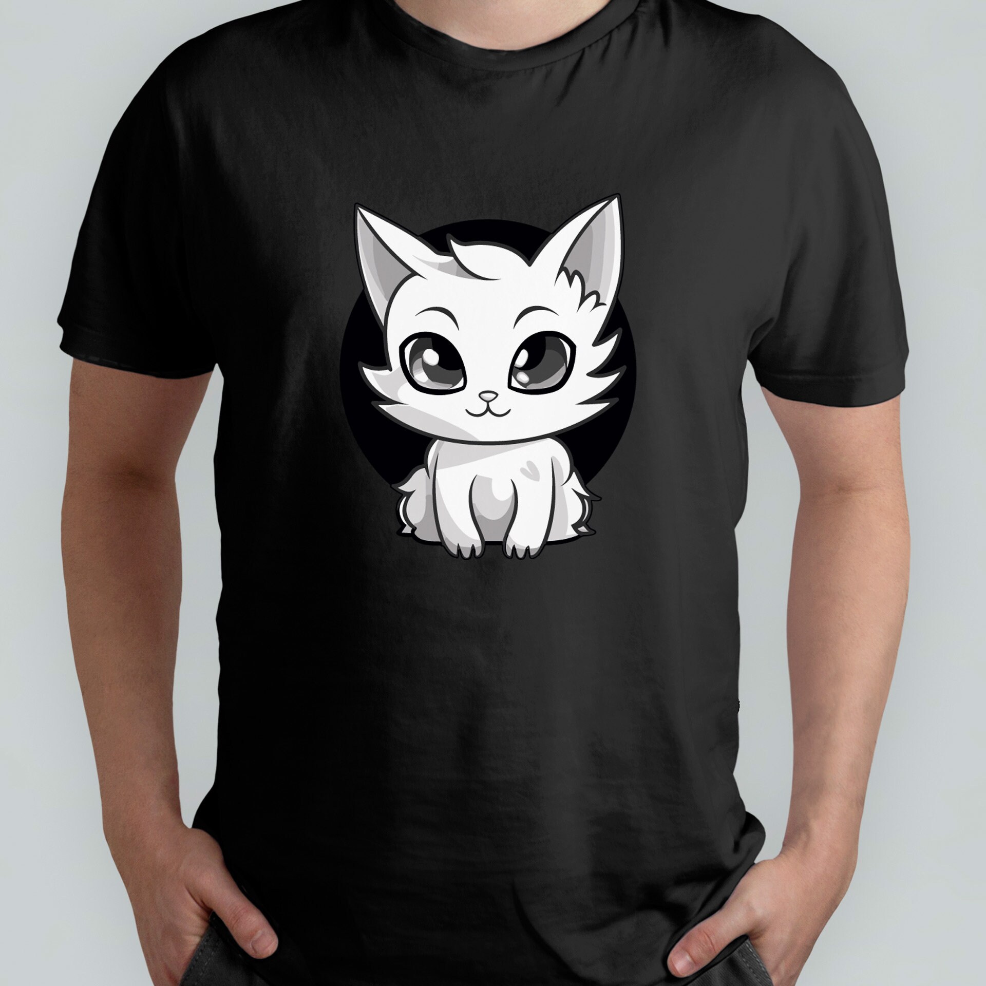 Cute Chibi Cat Silhouette Baby Kawaii Cat Illustration SVG - Etsy