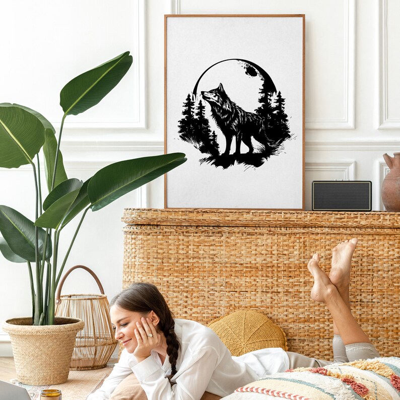 Howling Wolf Silhouette Wolf SVG Pdf Dxf Png Wolf - Etsy