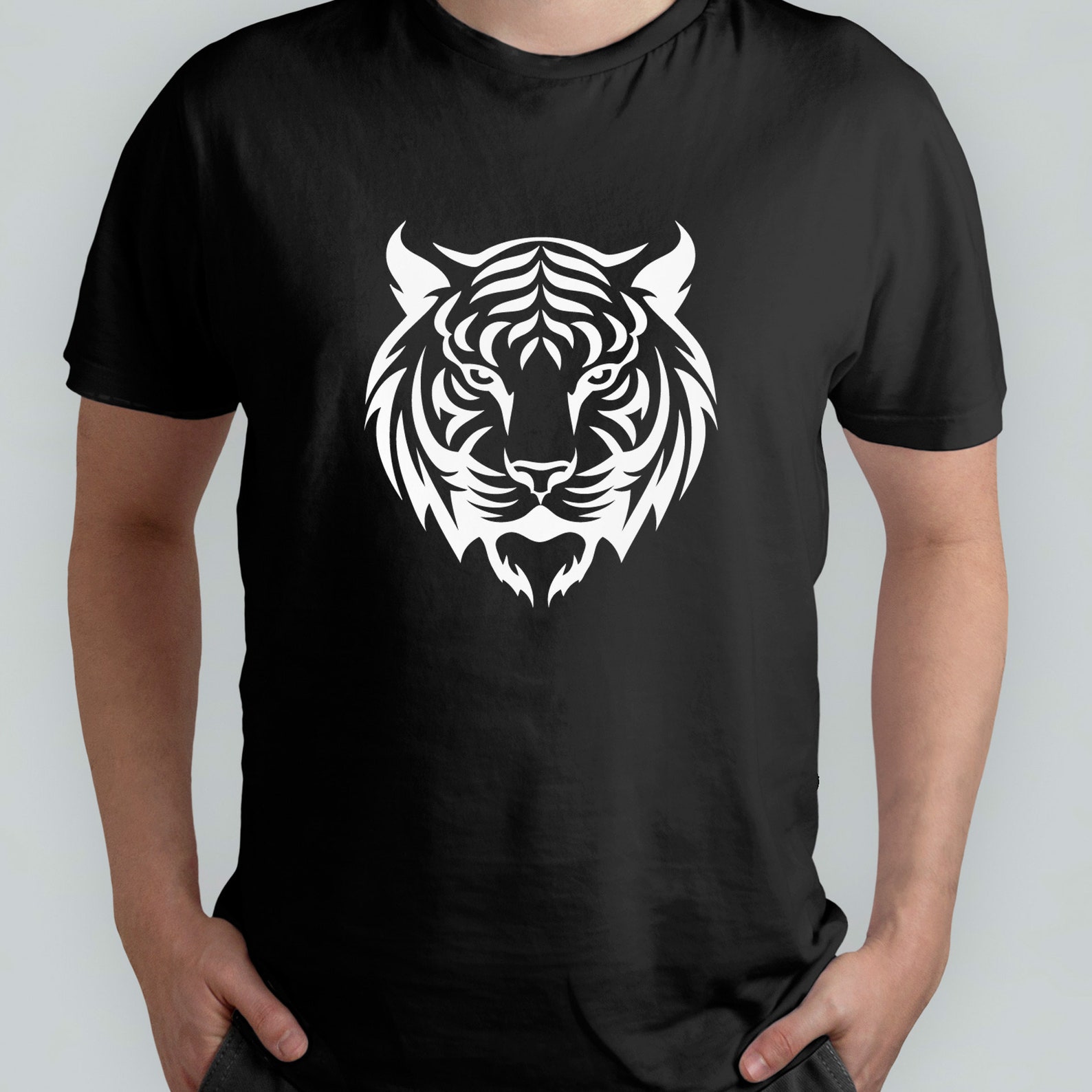 Tiger Head Silhouette, Tiger Face SVG, Pdf, Dxf, Png, Tiger Clipart ...