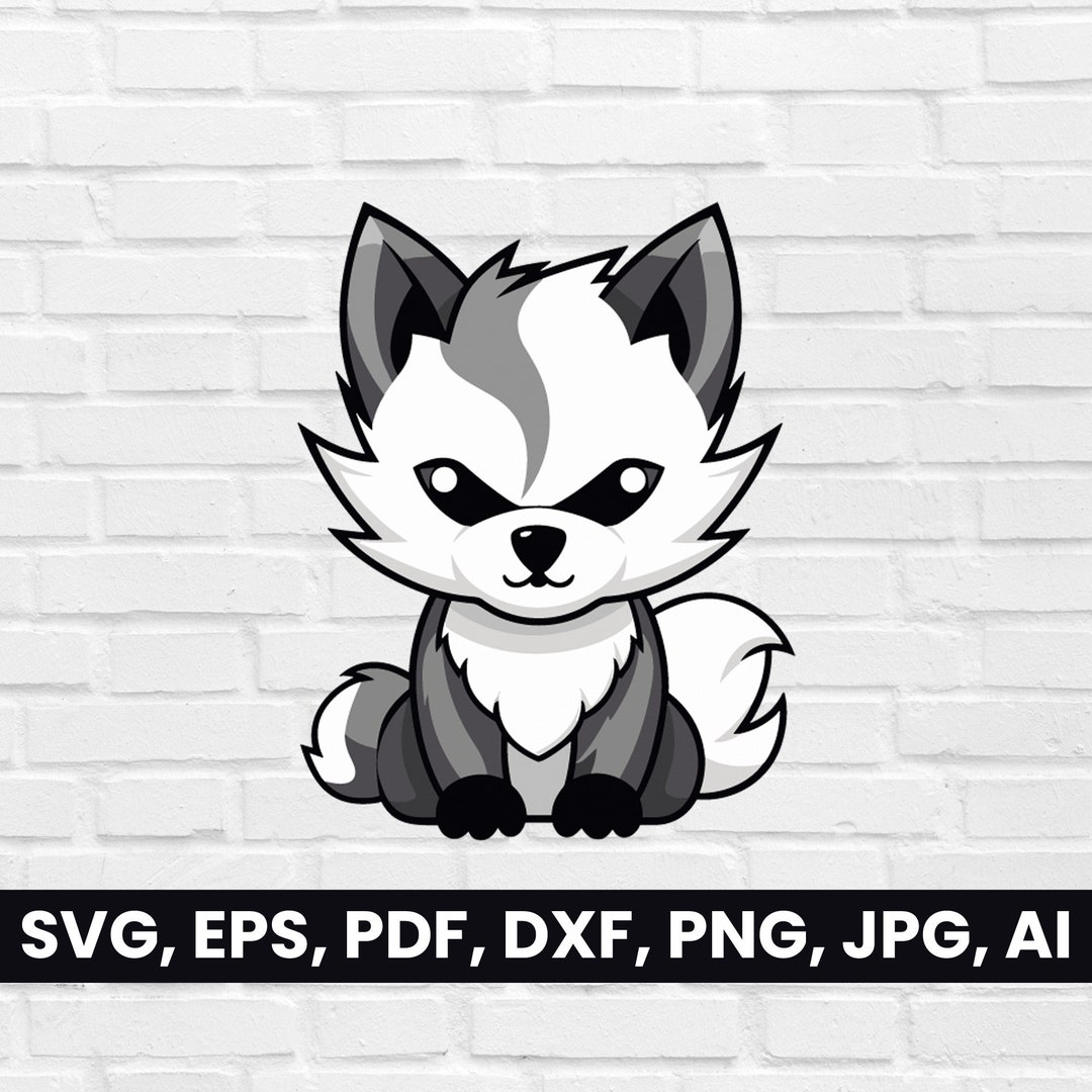 Cute Chibi Cat Silhouette, Baby Kawaii Cat Illustration, SVG, Pdf, Dxf ...