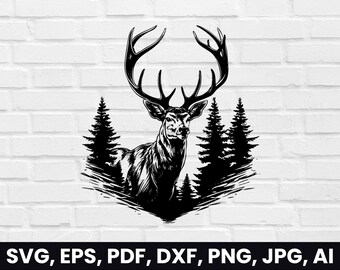 Deer Head Silhouette Stag Shape SVG Pdf Dxf Png Deer With - Etsy