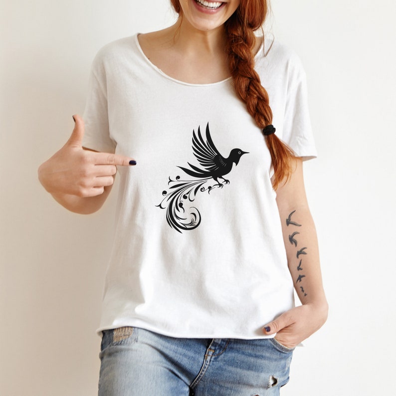 Fancy Bird Silhouette Bird SVG Pdf Dxf Png Bird Clipart - Etsy