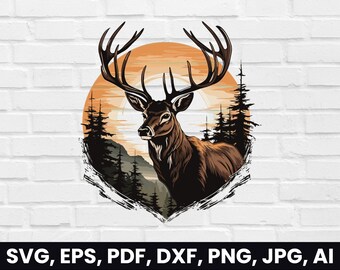 Deer Head Silhouette Stag Shape SVG Pdf Dxf Png Deer With - Etsy UK