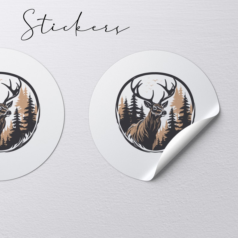 Deer With Antlers in Forest Silhouette, Color Stag Vector Shape SVG ...