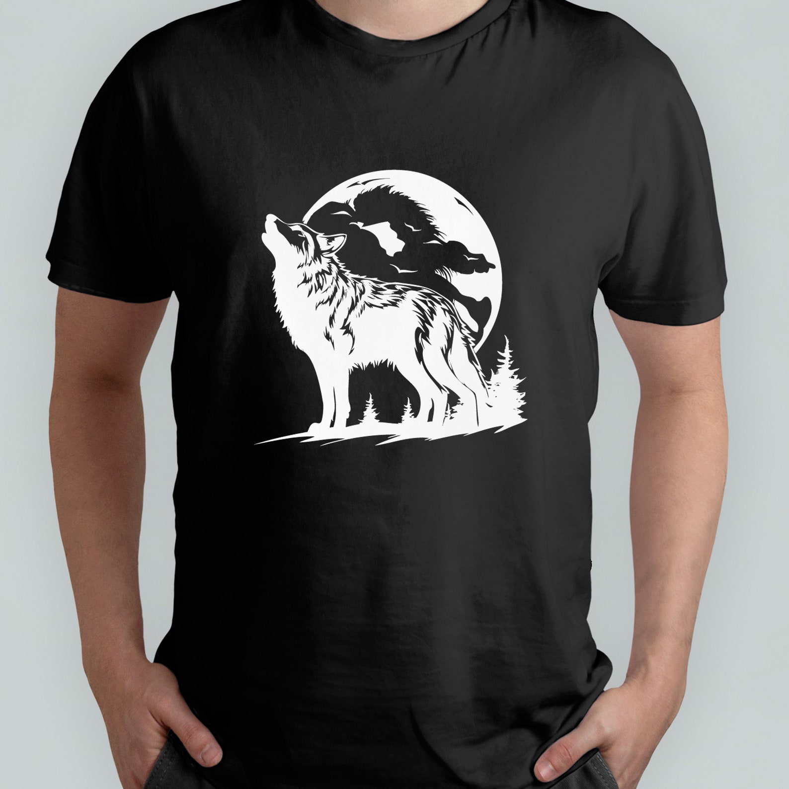 Howling Wolf Silhouette, Wolf SVG, Pdf, Dxf, Png, Wolf Clipart, Wolf ...