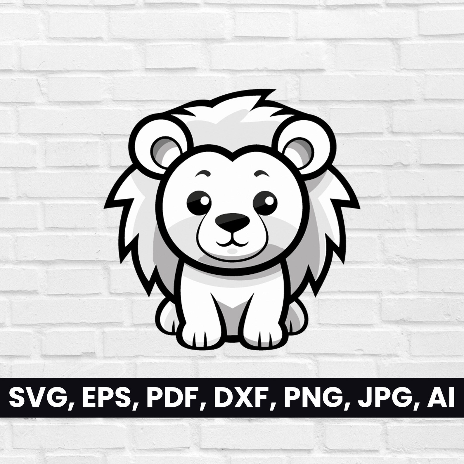 Cute Chibi Lion Silhouette Baby Lion Kawaii Illustration - Etsy