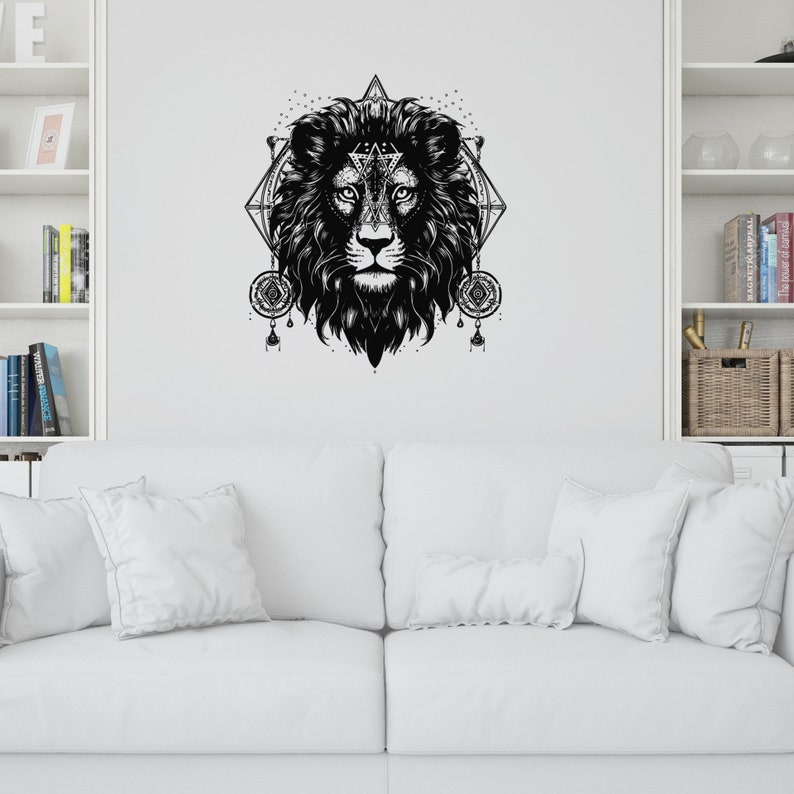 Lion Face Shaman Silhouette SVG, Pdf, Dxf, Png, Lion Clipart, Lion ...