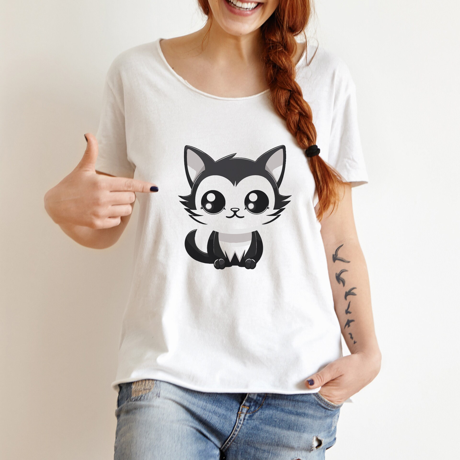 Cute Chibi Cat Silhouette Baby Kawaii Cat Illustration SVG - Etsy