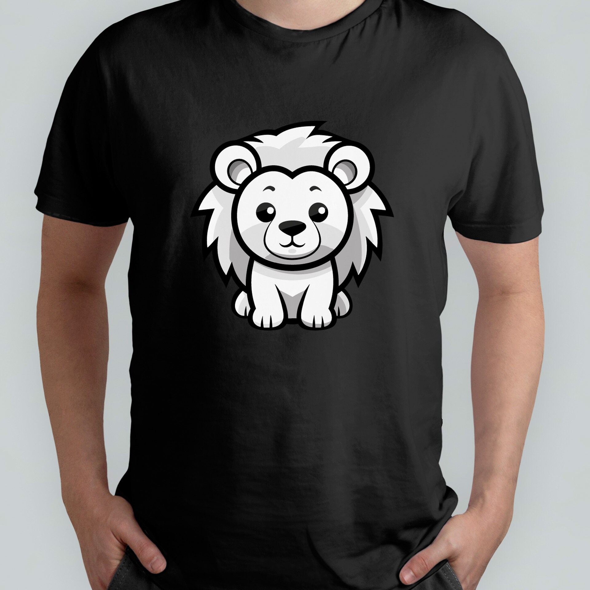 Cute Chibi Lion Silhouette, Baby Lion Kawaii Illustration, SVG, Pdf ...