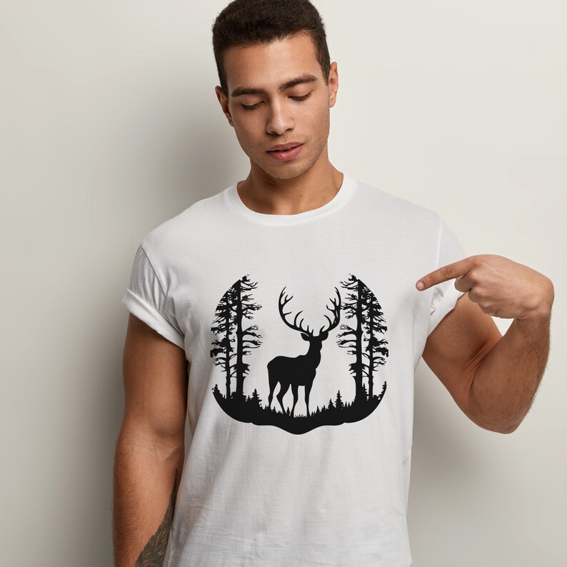 Deer Forest Silhouette, Stag Shape SVG, Pdf, Dxf, Png, Deer Clipart ...