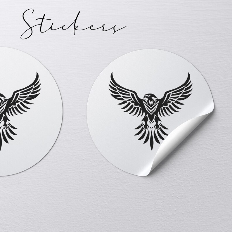 Tribal Eagle Spread Wings Silhouette, Eagle Flight SVG, Pdf, Dxf, Png, Clipart Bird Symbol Logo ...