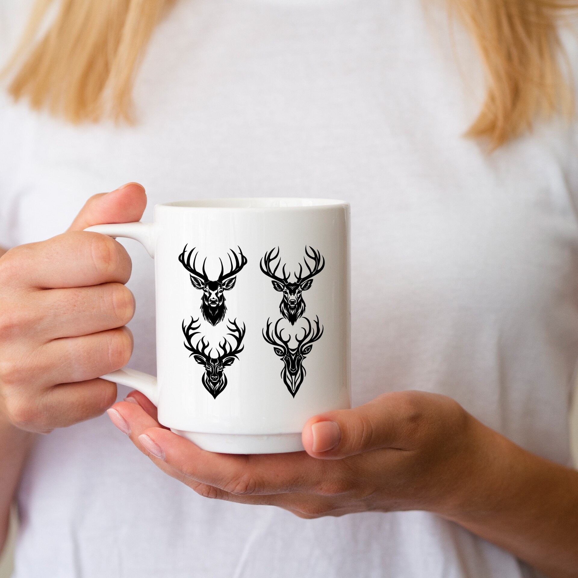 Deer Bundle Silhouette Pack, Deer Head With Antlers Shape SVG, Pdf, Dxf ...