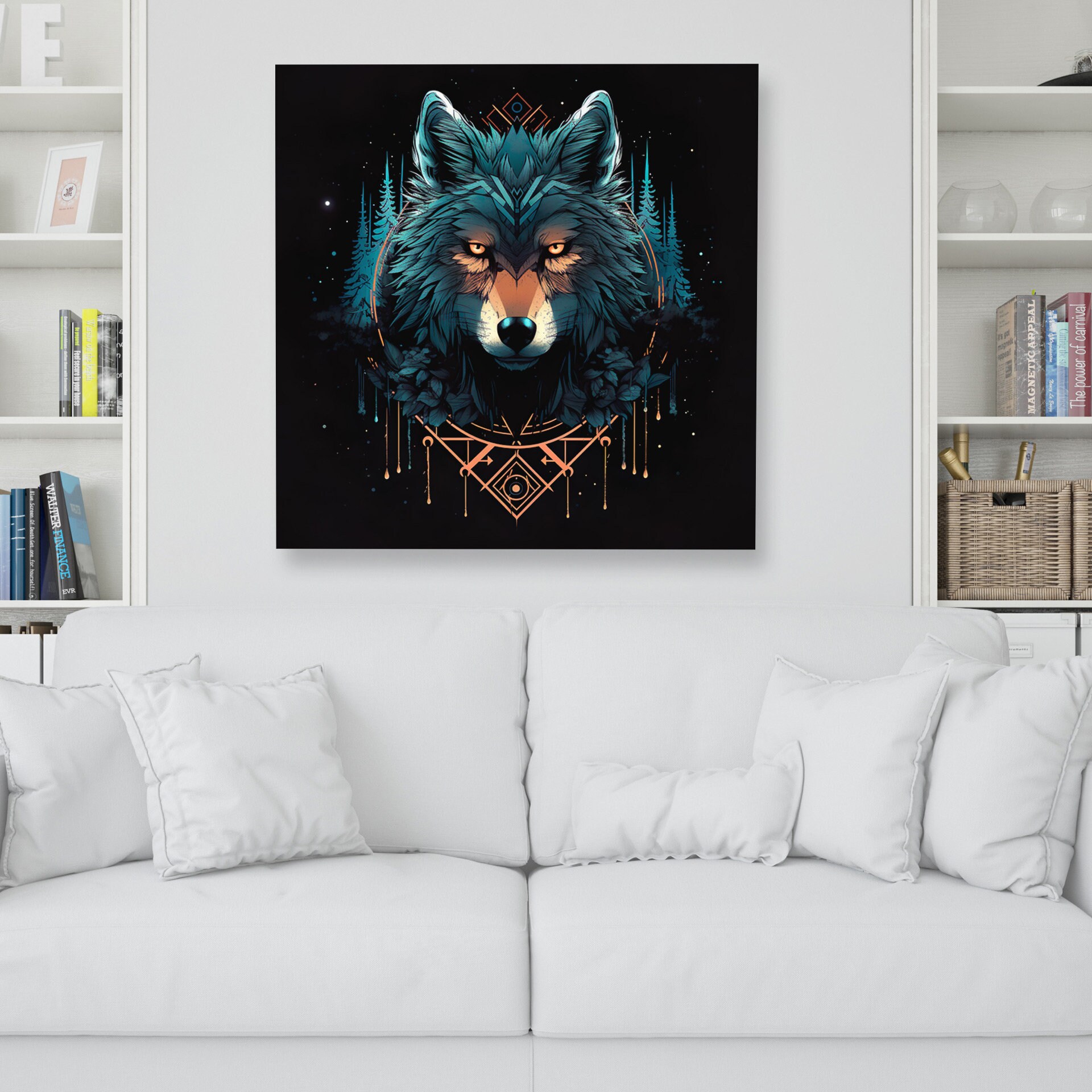 Wolf Portrait Shaman Poster Color Painting T-shirt and Hoodie Digital ...