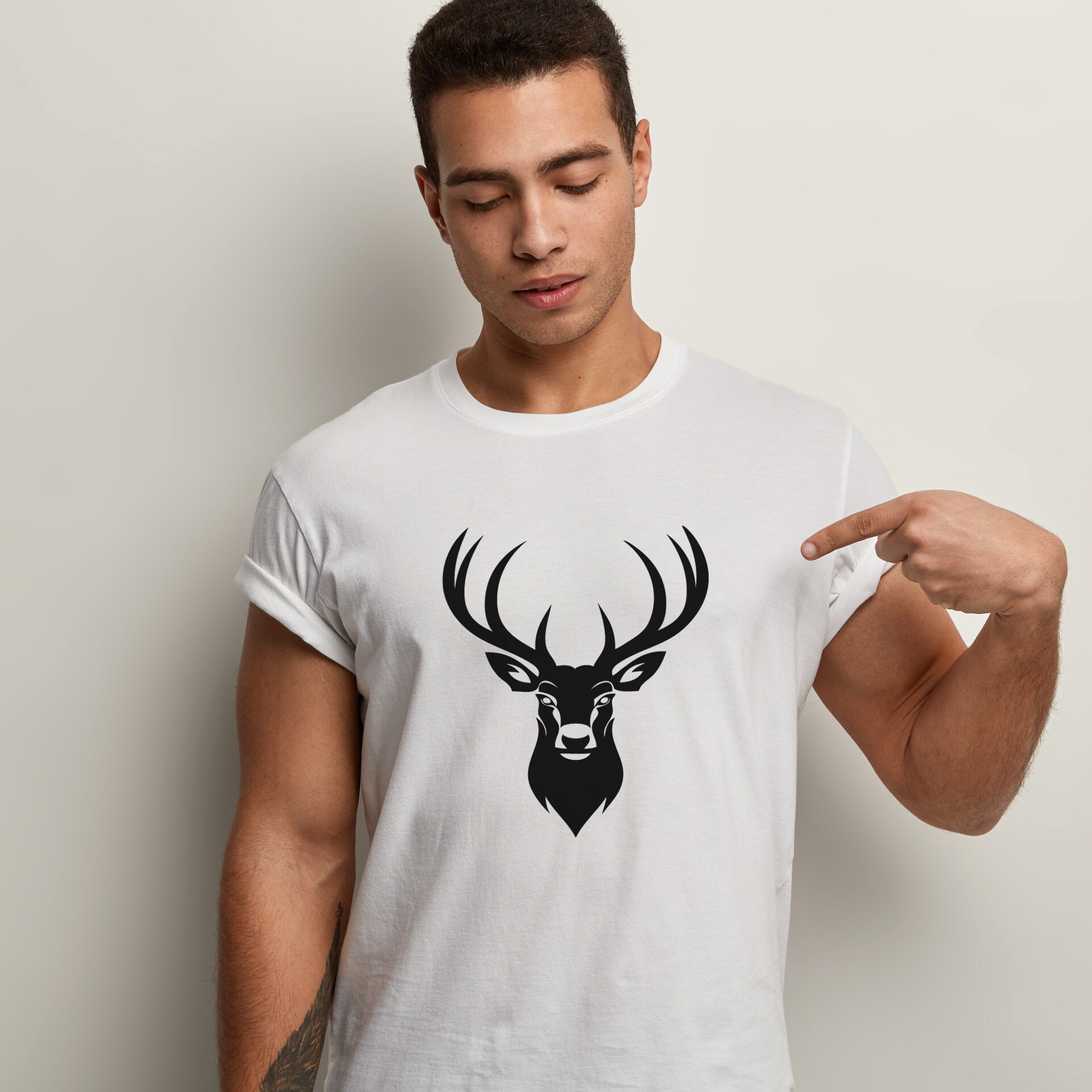 Deer Head Silhouette, Stag Shape SVG, Pdf, Dxf, Png, Deer With Antlers ...