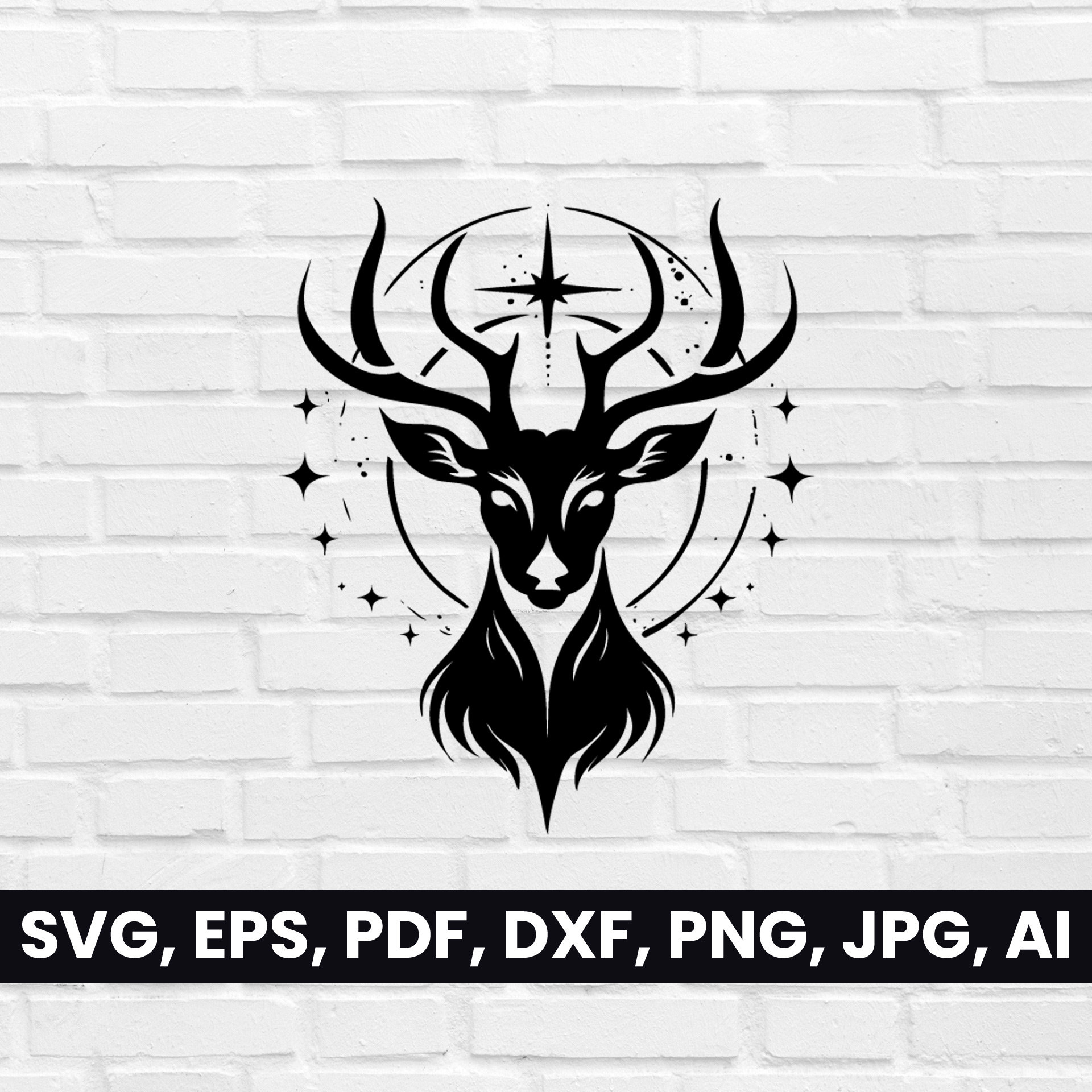 Deer Head Silhouette Stag Shape SVG Pdf Dxf Png Deer With - Etsy
