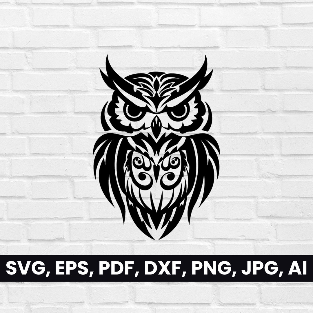 Owl Silhouette, Owl Vector SVG, Pdf, Dxf, Png, Owl Body Clipart Cartoon ...