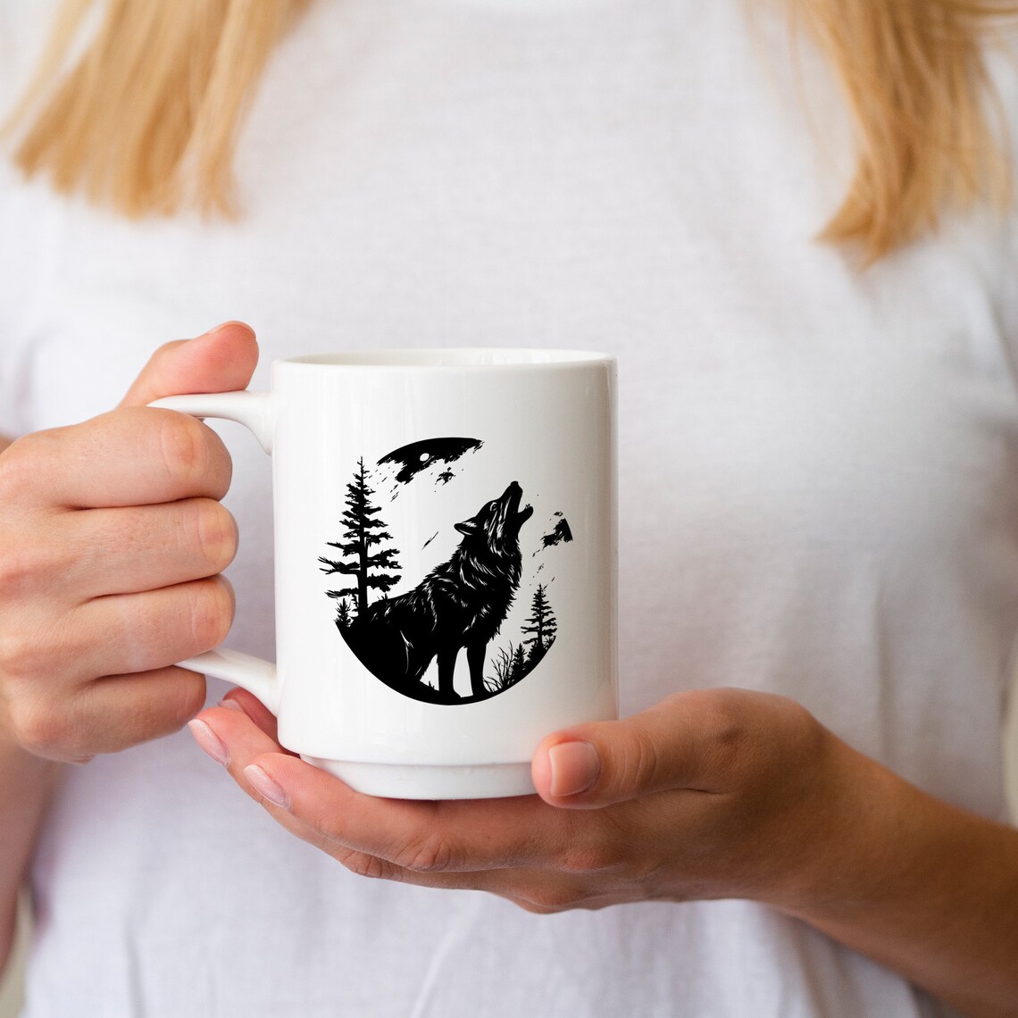 Howling Wolf Silhouette Wolf SVG Pdf Dxf Png Wolf - Etsy
