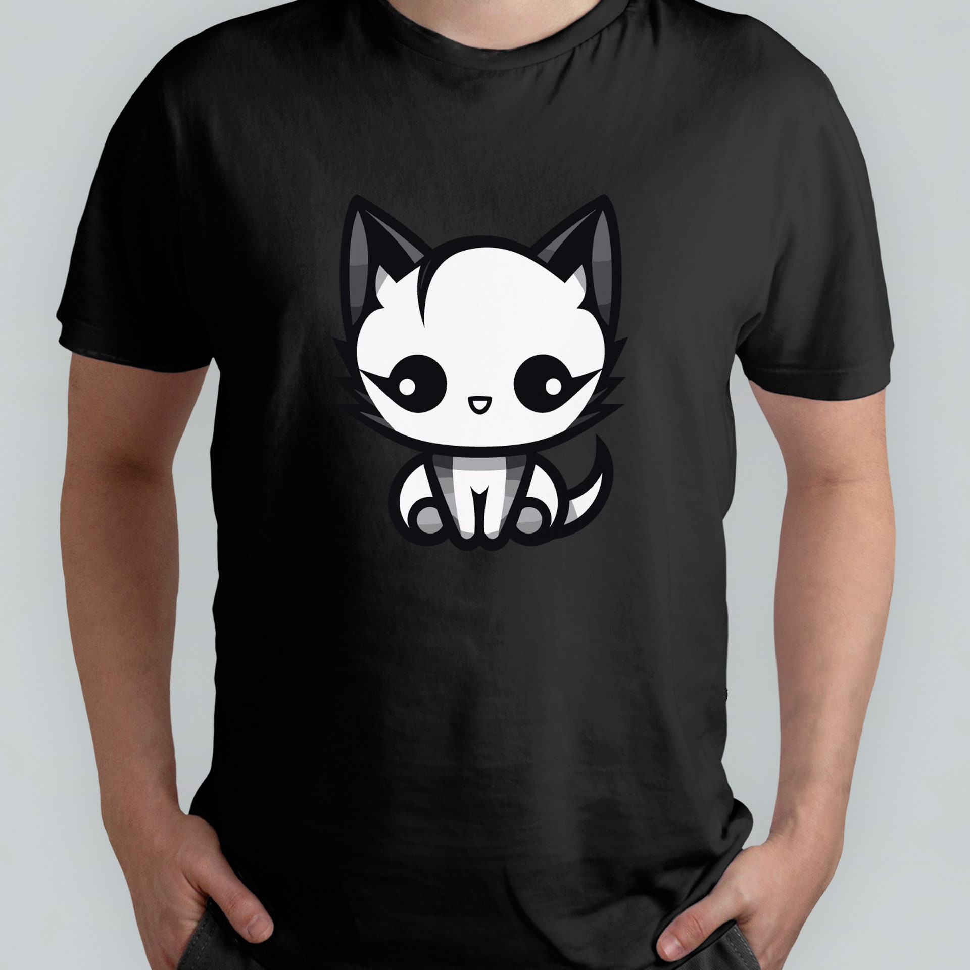 Cute Chibi Cat Silhouette, Baby Kawaii Cat Illustration, SVG, Pdf, Dxf ...