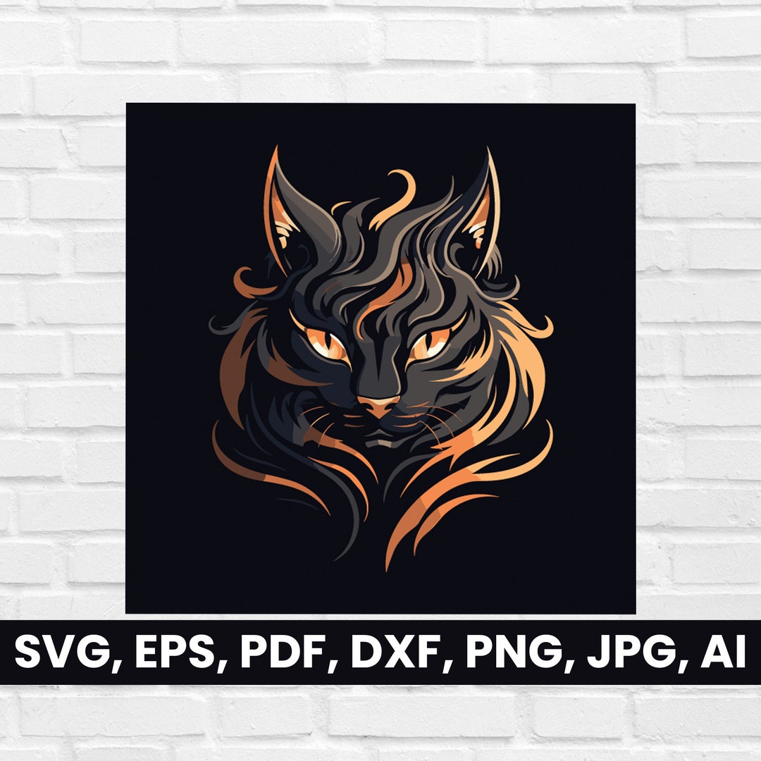 Cat Logo Branding Silhouette, Color Kitty Vector Illustration, SVG, Pdf ...