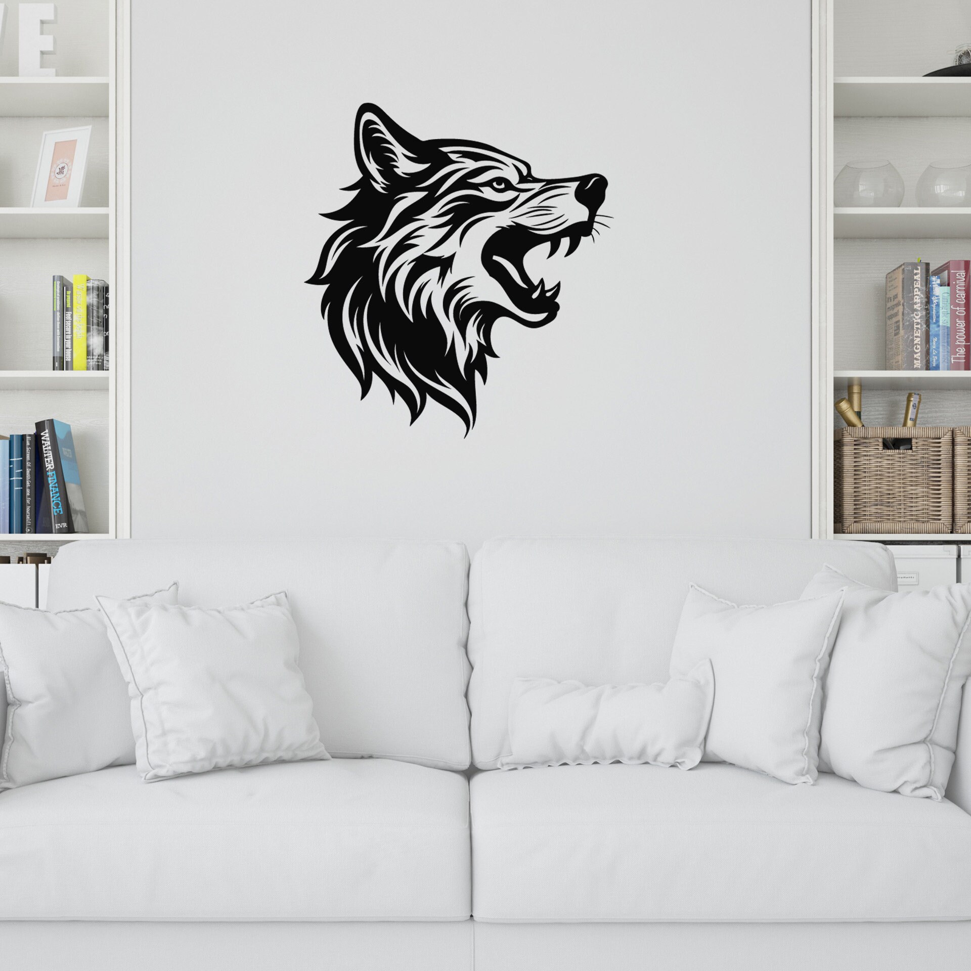 Silueta de cabeza de lobo, Tribal Roaring Wolf Face SVG, Pdf, Dxf, Png ...