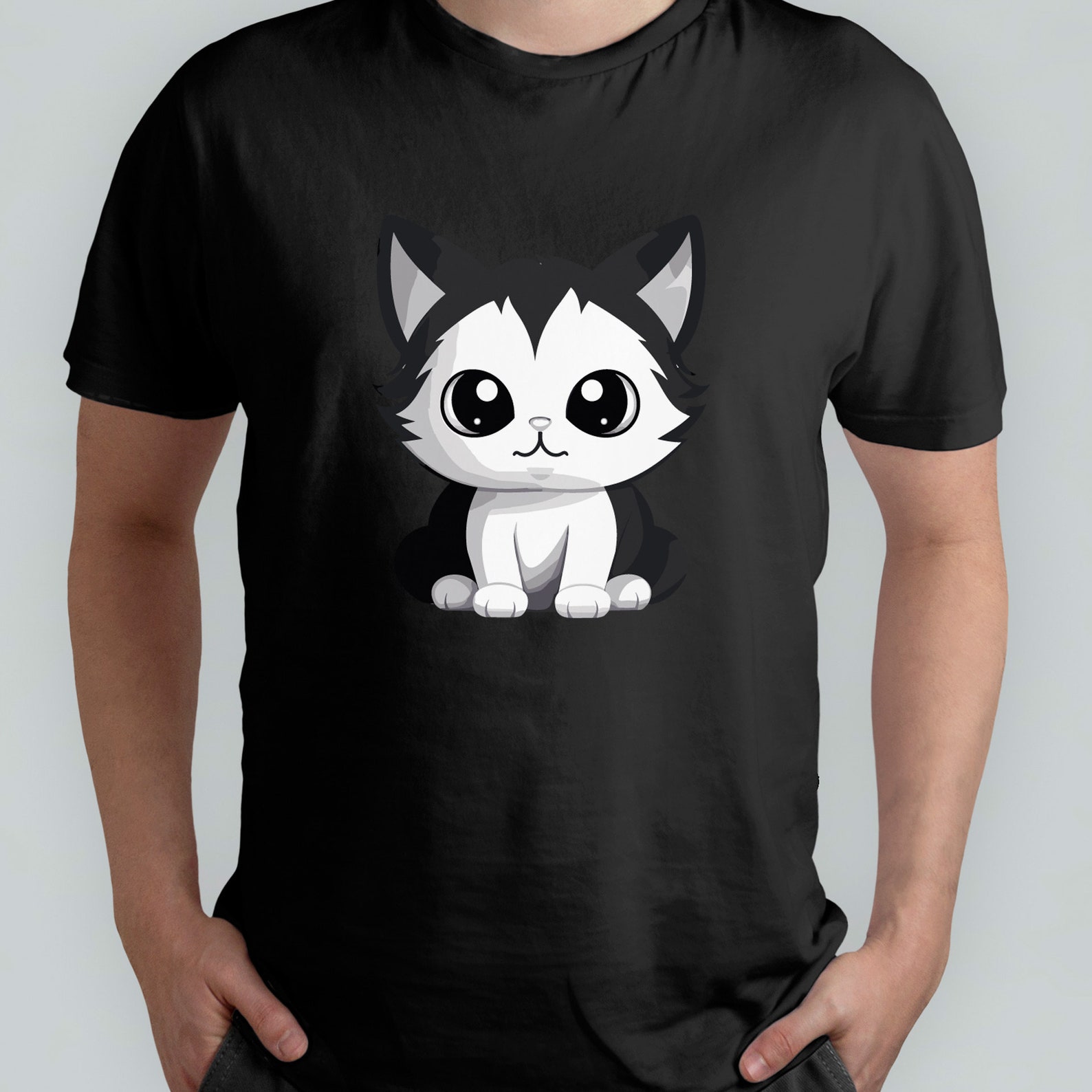 Cute Chibi Cat Silhouette Baby Kawaii Cat Illustration SVG - Etsy