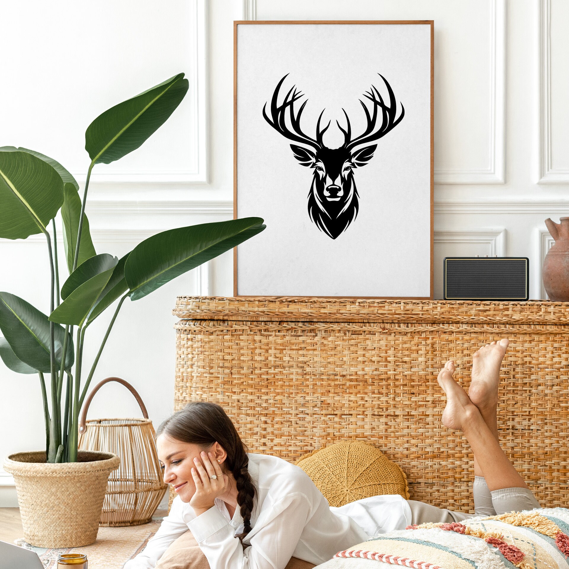 Deer Head Silhouette Stag Shape SVG Pdf Dxf Png Deer With - Etsy