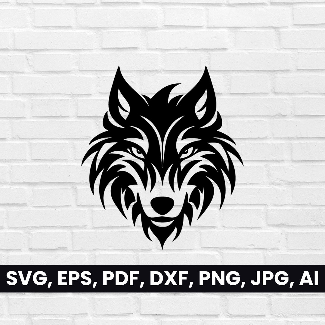 Silueta de cabeza de lobo, cara de lobo SVG, PDF, DXF, PNG, clipart de ...