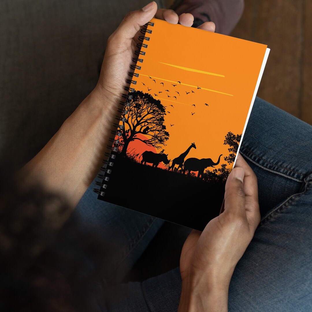 African Sunset A5 Notebook, Notepad Wirebound, Dotted Lines, Spiral Notebook Present - Etsy