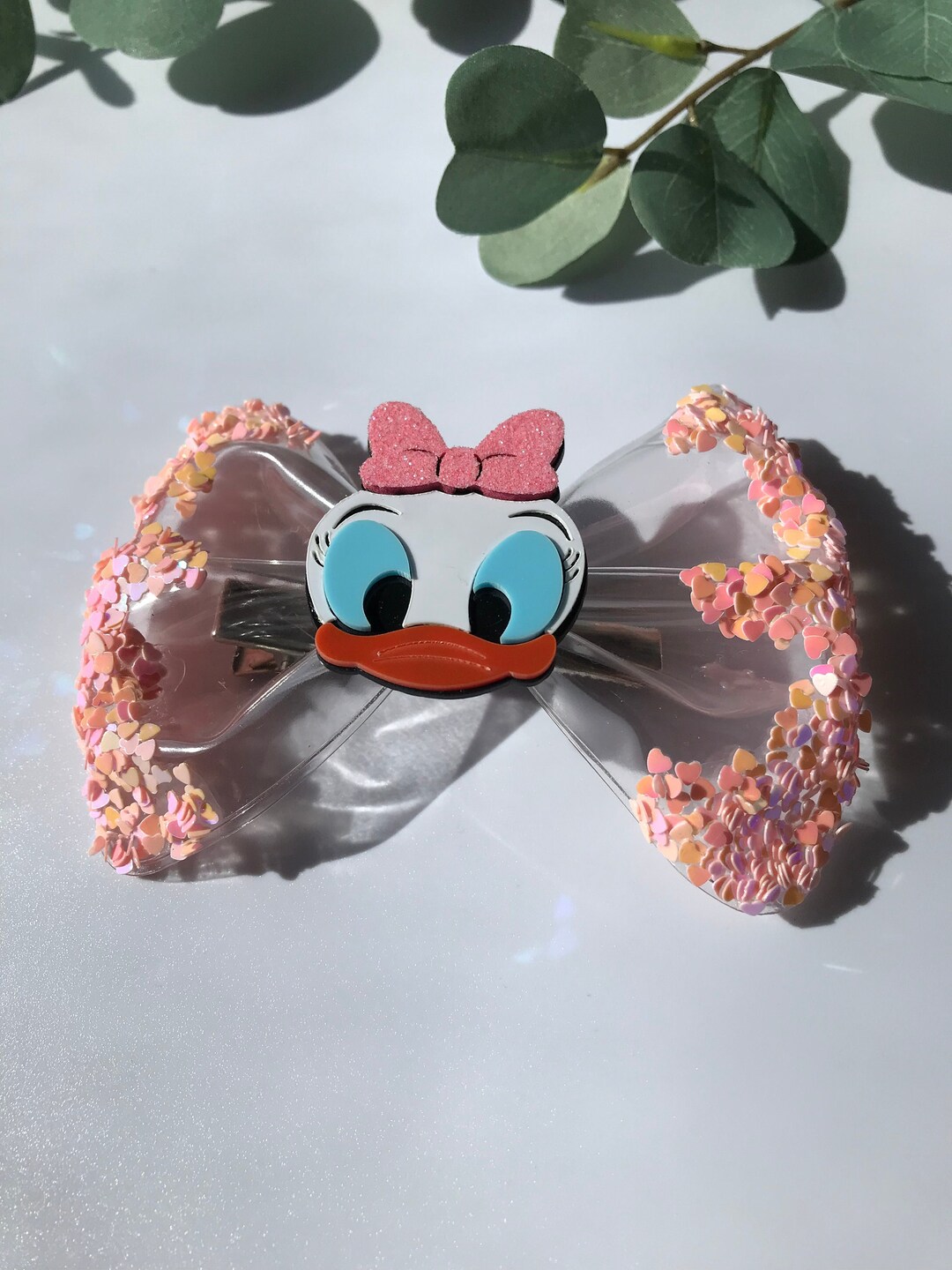 Daisy Duck Hair Bow, Handmade Daisy Duck Bow, Daisy Duck Inspired Hair ...