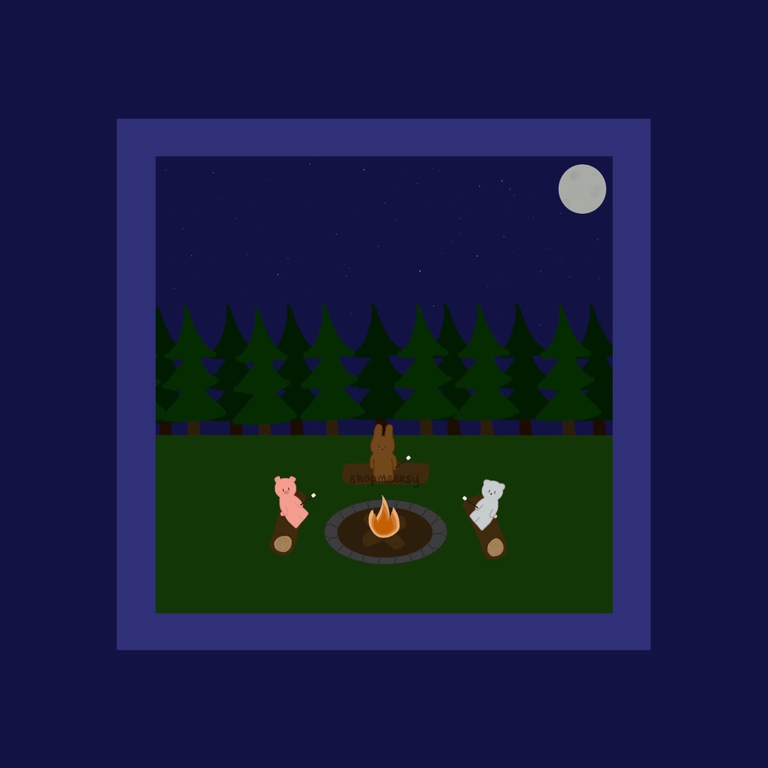 Cozy Campfire Friends Sticker bunny, Bear, & Pig - Etsy