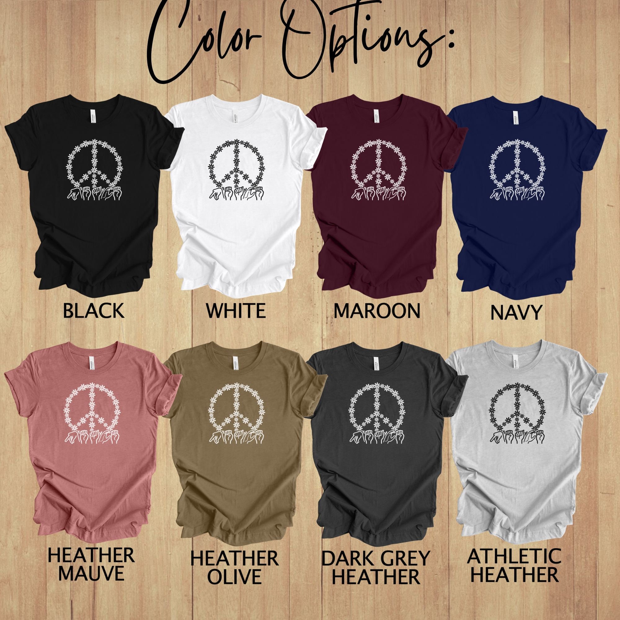 ASL Peace Shirt Peace Sign Shirt Floral Peace Sign Sign - Etsy