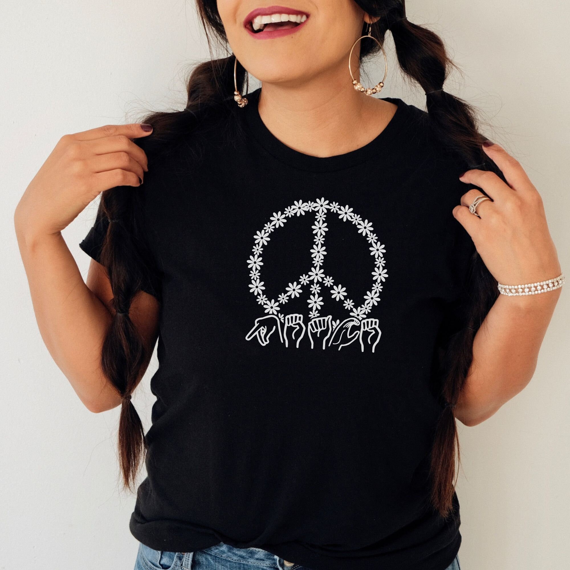 ASL Peace Shirt Peace Sign Shirt Floral Peace Sign Sign - Etsy