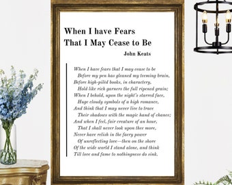 When I Have Fears Poem - Etsy