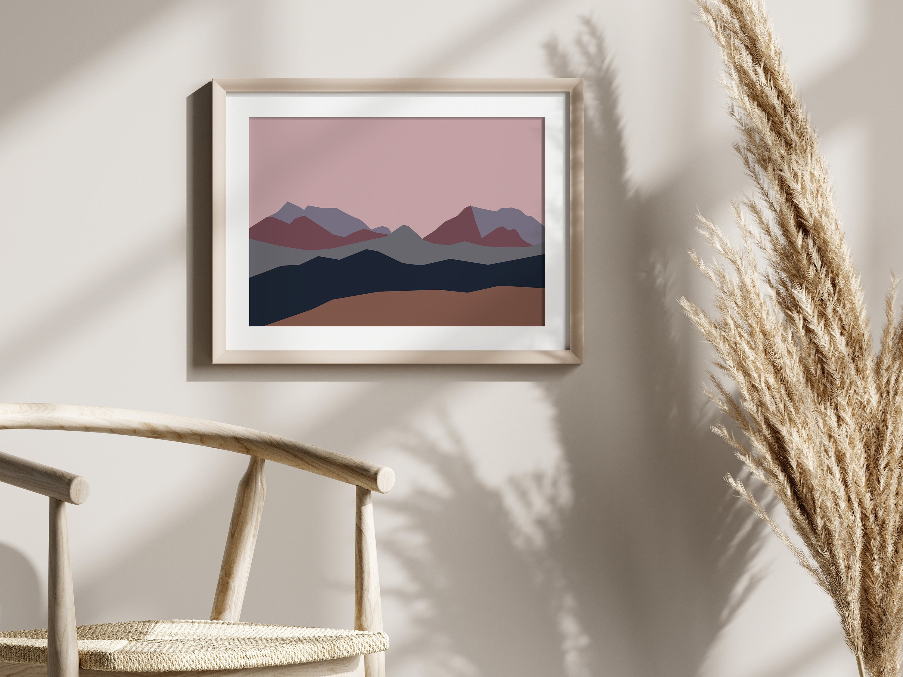 Horizontal Mountain, Printable Wall Art, Mid Century Modern, Nature ...