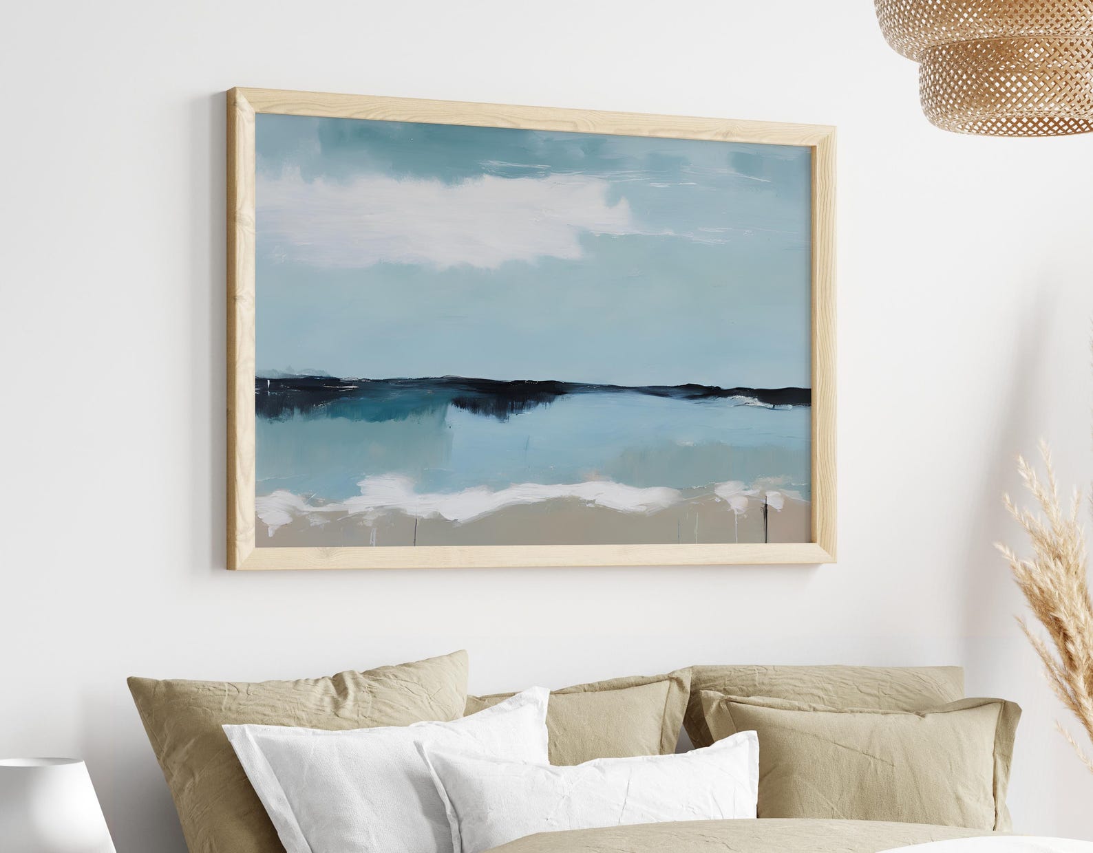 Coastal Wall Art | Beach Painting | Neutral Seascape Modern Shoreline ...