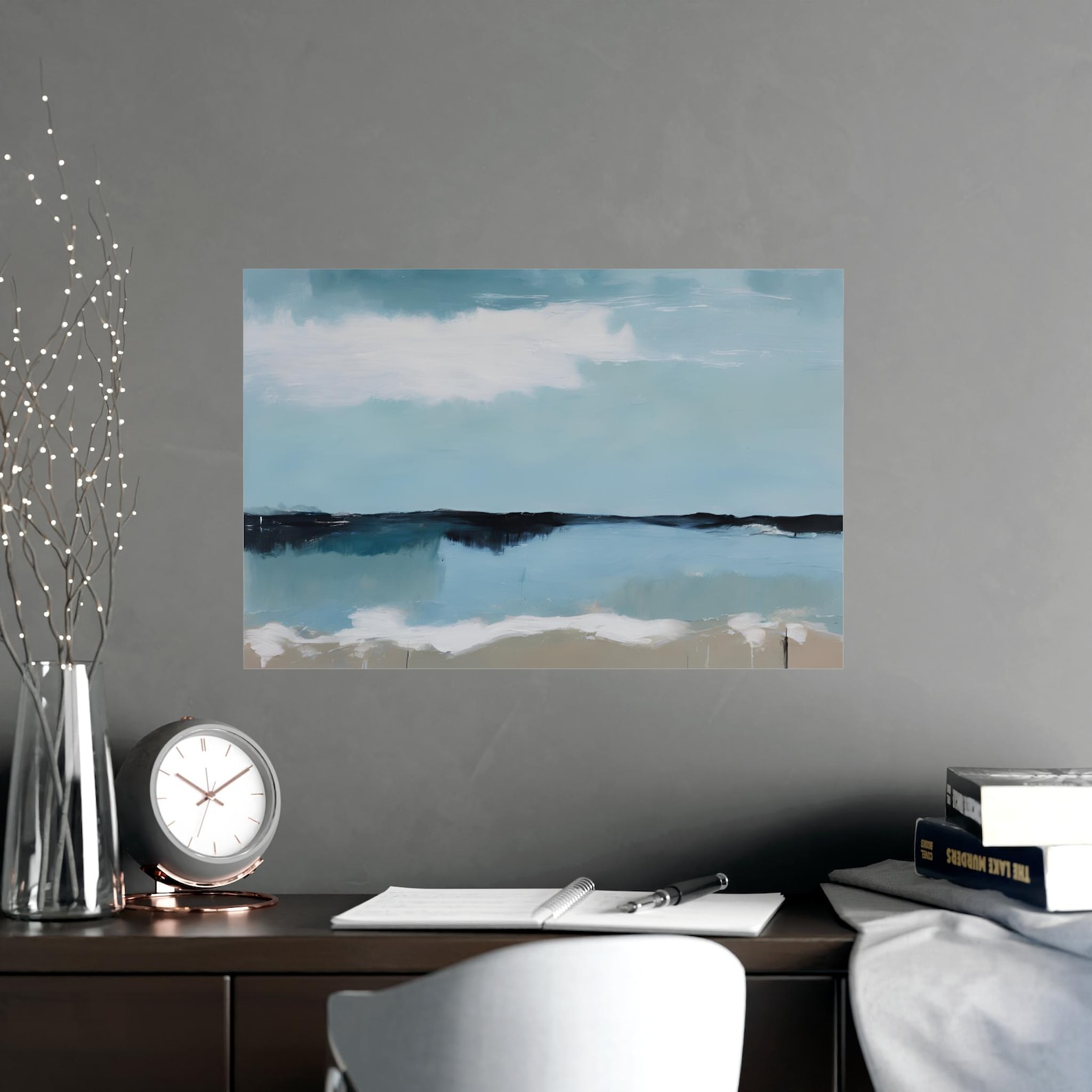 Coastal Wall Art | Beach Painting | Neutral Seascape Modern Shoreline ...