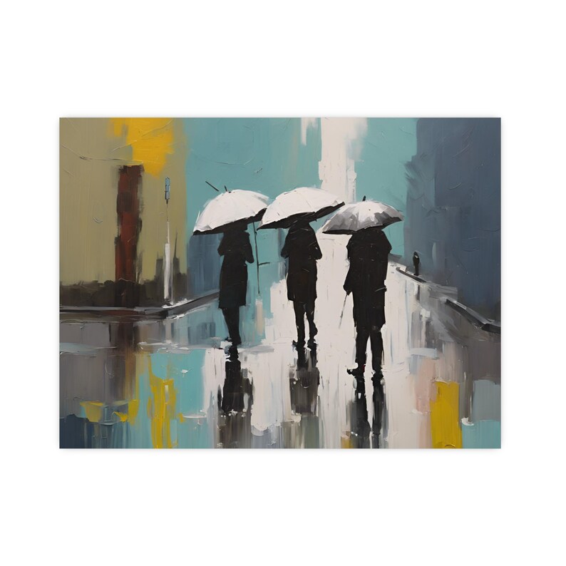 Umbrella Spring Rain Art Print Home Decor Poster Abstract Oil Painting ...