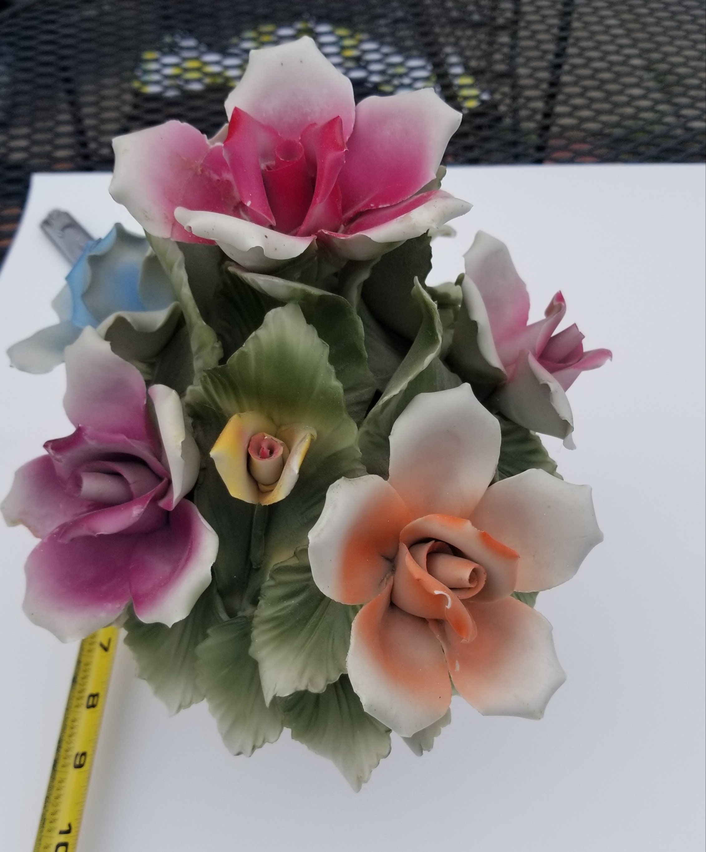 Italy Vintage Capodimonte Flowers Center Piece Table Top - Etsy