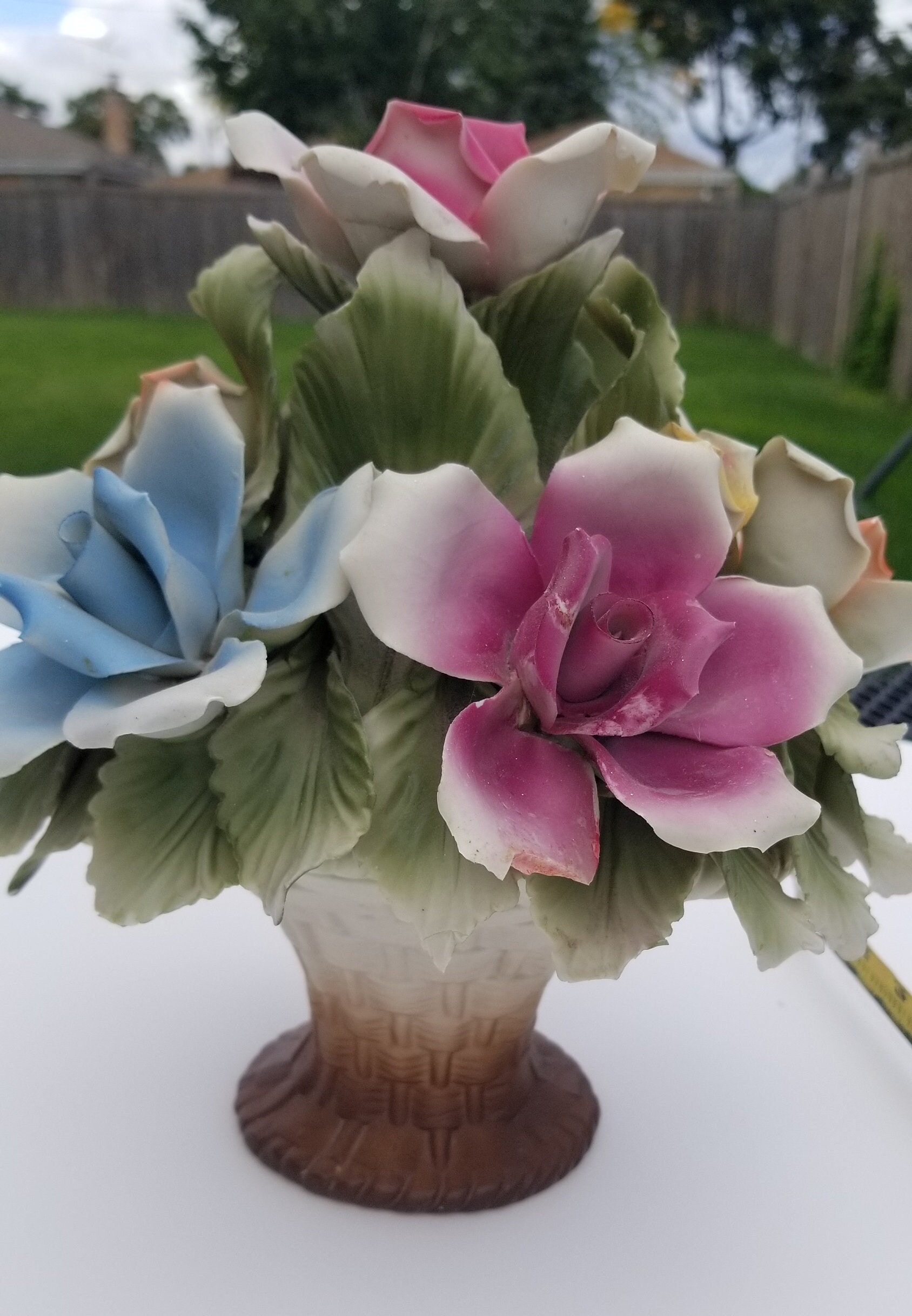 Italy Vintage Capodimonte Flowers Center Piece Table Top - Etsy