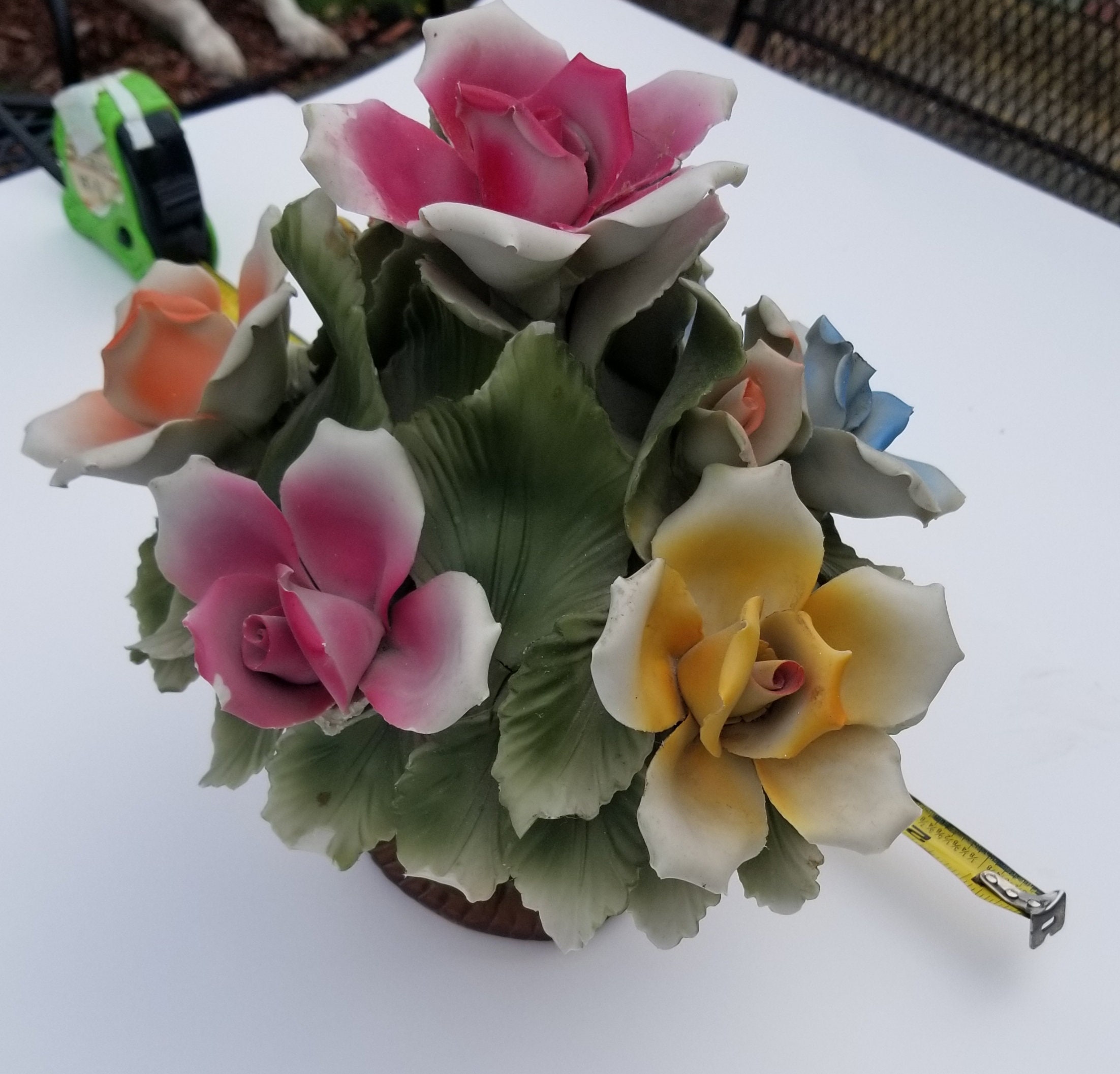 Italy Vintage Capodimonte Flowers Center Piece Table Top - Etsy