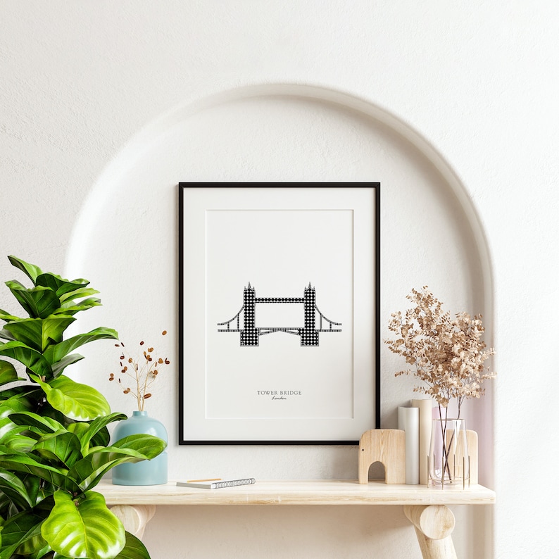 London Tower Bridge Printable Artwork Download Black and White Sketch ...