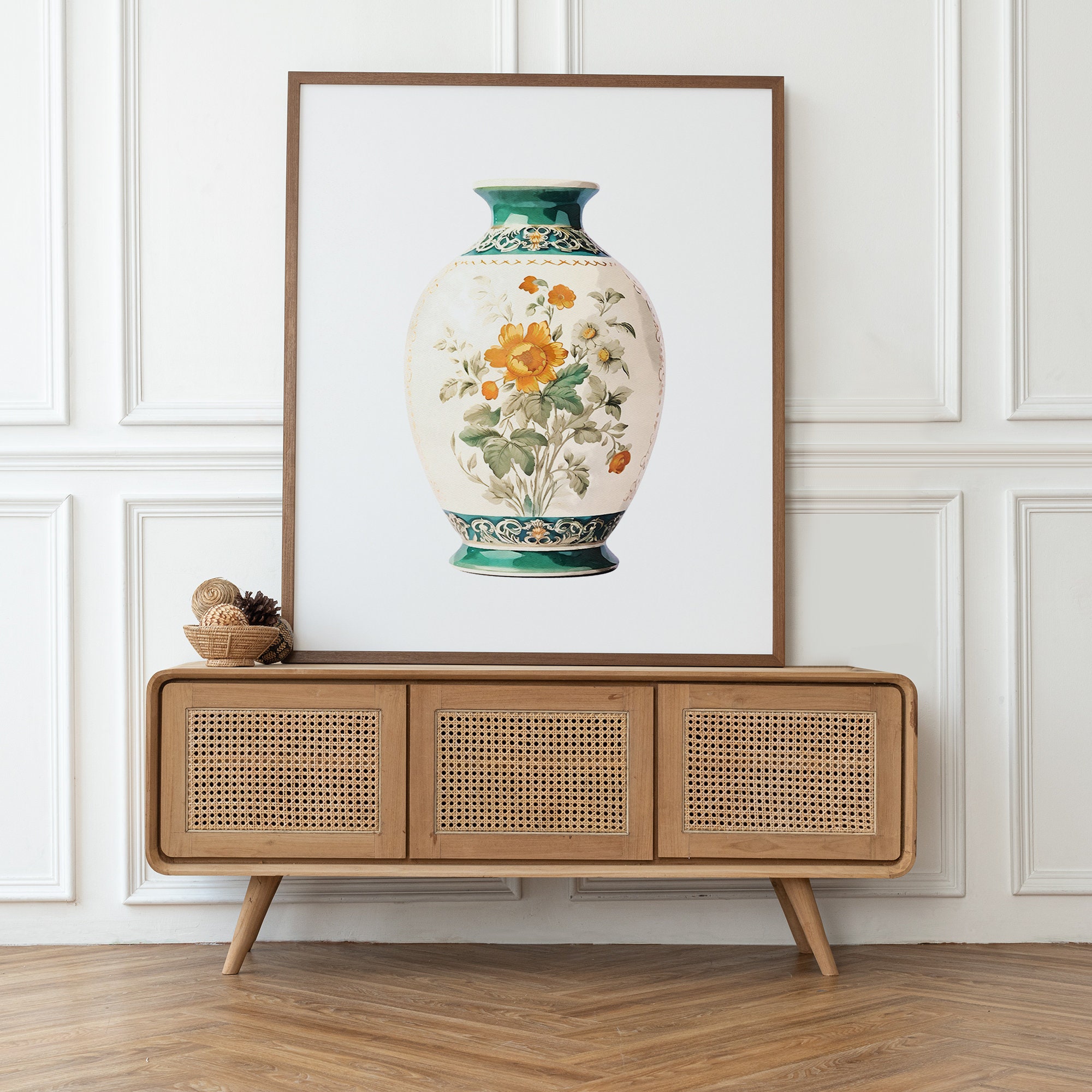 Vintage Floral Vase Art Printable Watercolor Vase Art Print - Etsy