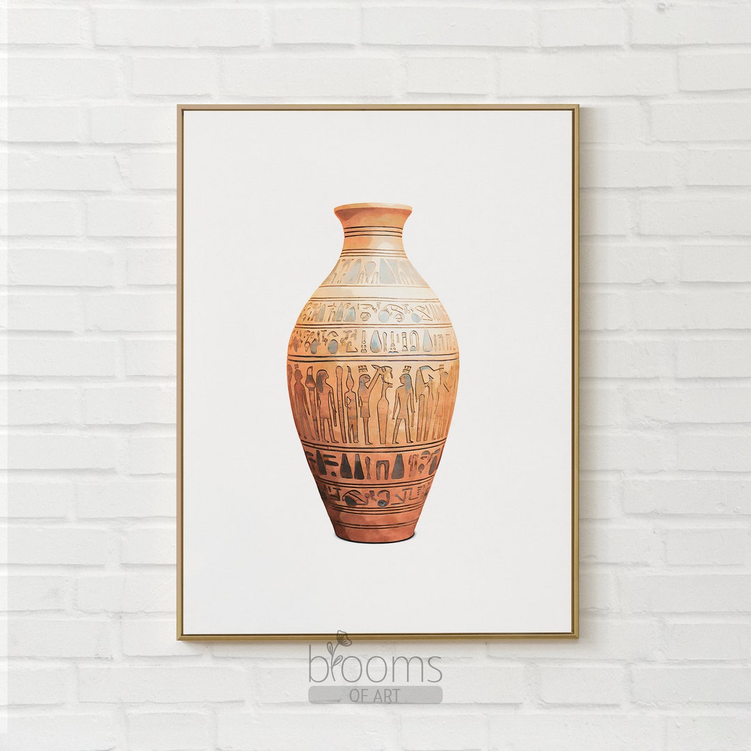 Egyptian Style Vase Art Print Watercolor Printable Vase Art Still Life ...