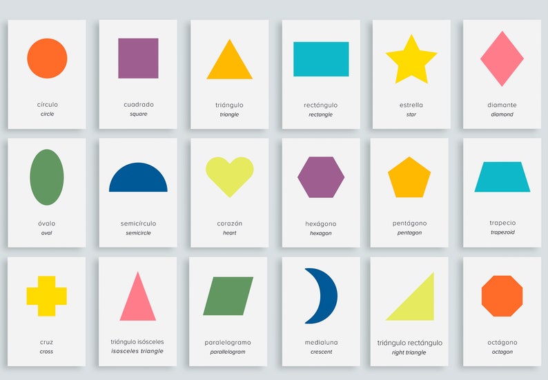Spanish Shapes & Colours Flashcards, Español, 5 Files Available on ...