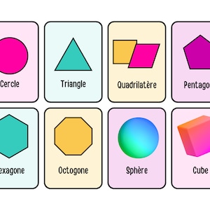 French Printable Flashcards - Shapes in English & French - Etsy