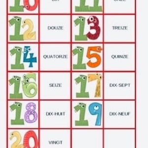 French Printable Flashcards - Numbers 1-20 - Etsy