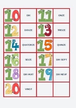 French Printable Flashcards - Numbers 1-20 - Etsy