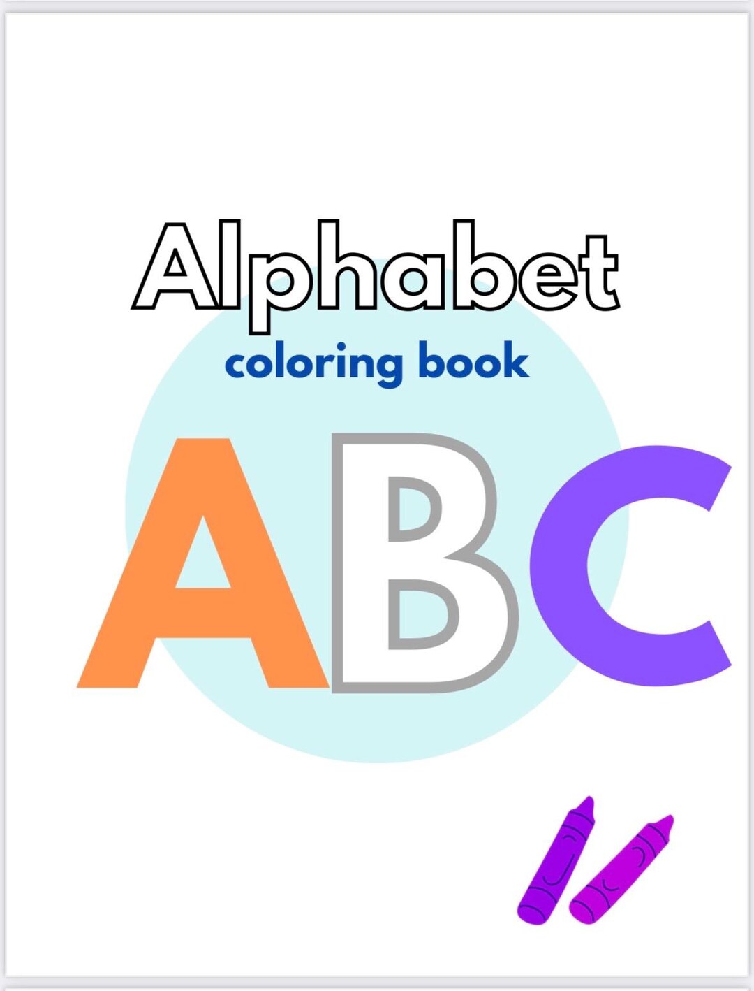 Alphabet Colouring Book, Kids Colouring Book, Black and White Colouring ...